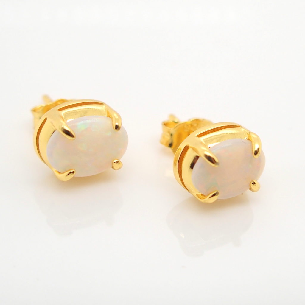 Solid White Opal Earrings | Opals Down Under